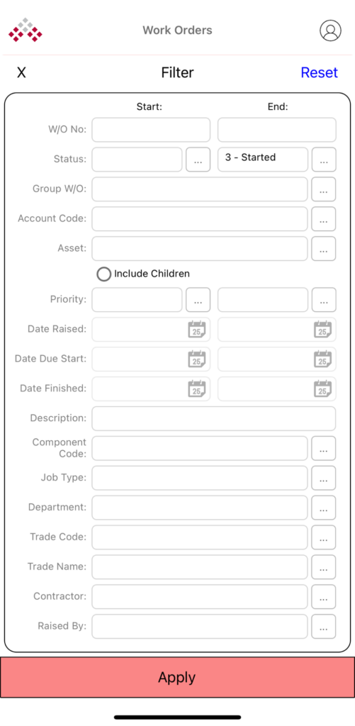 Work Order Lisiting – MEX User Guide