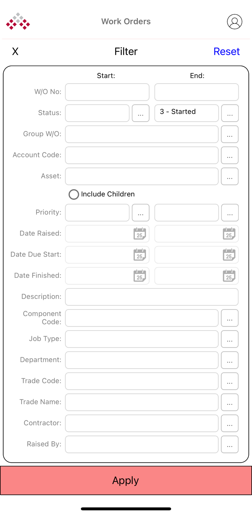 Work Order Lisiting – MEX User Guide
