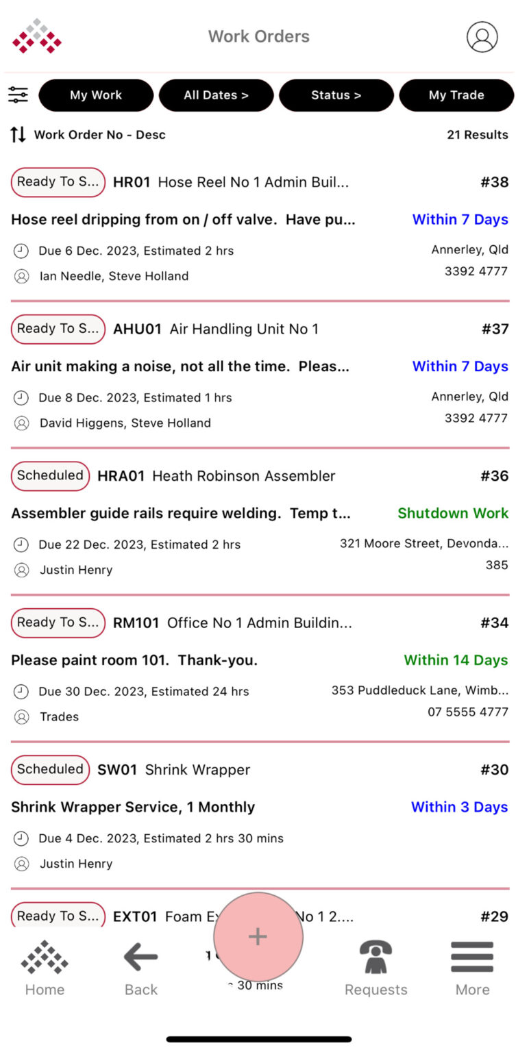 Work Order Lisiting – MEX User Guide